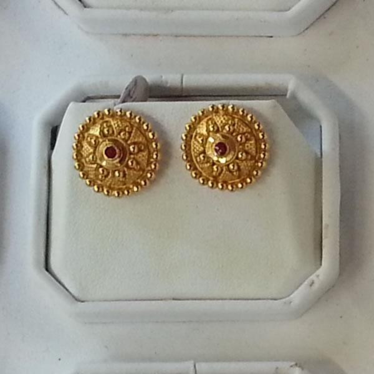Round Studs with Enamel - 22ct Gold Studs - 22ct Gold Earrings - Gold ...