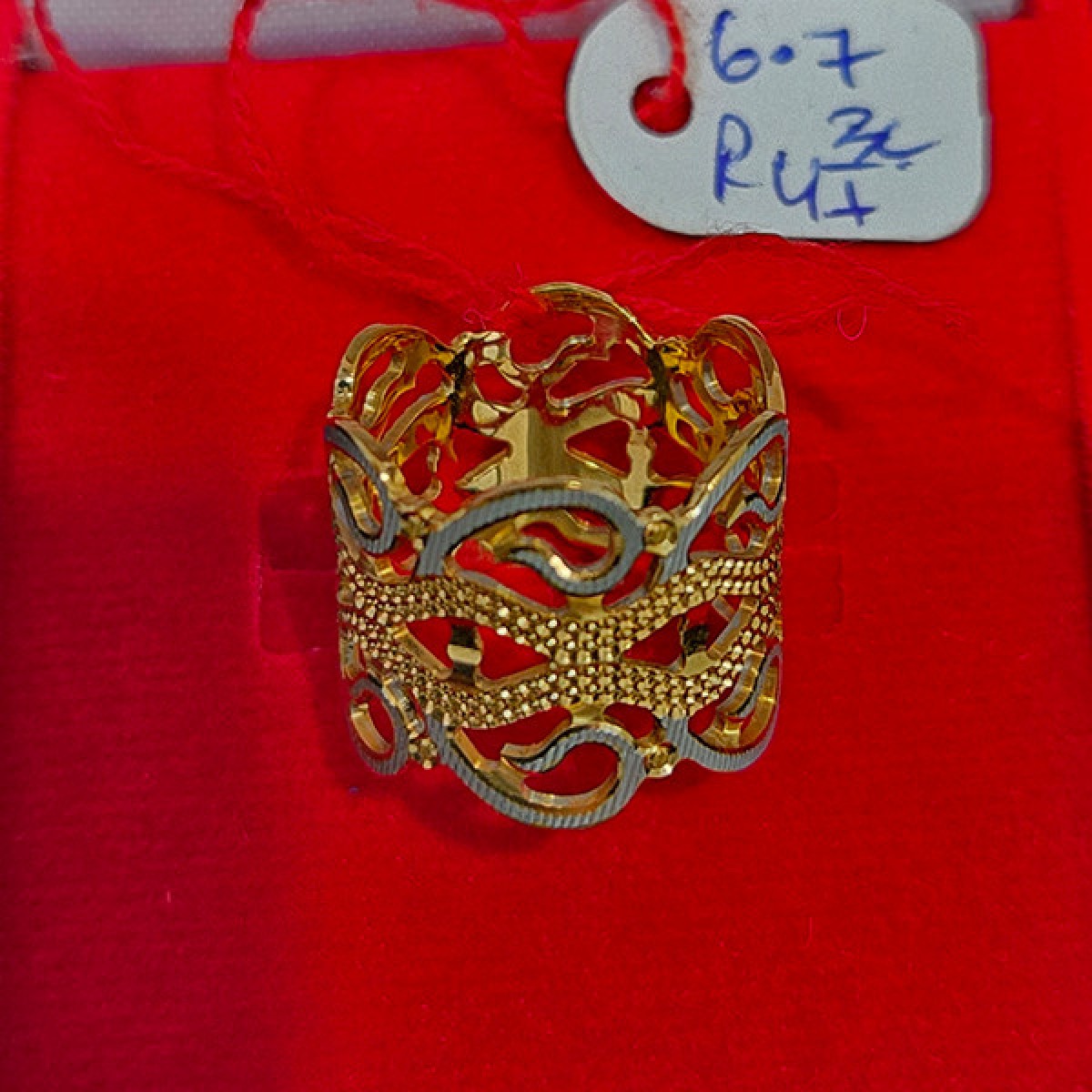 22ct Gold Designer Band in tri--colour - GJR049 - Gold Jewellery